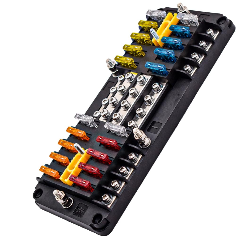 20 Way Blade Fuse Block 16 Circuit Fuse Holder Fuse DC SUB Panel with Ground and Cover for Car ...