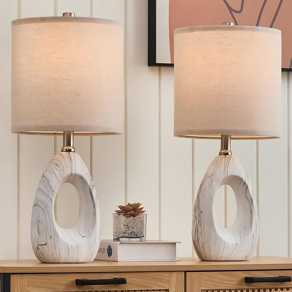 20" White Ceramic Lamps Set of 2 for Bedroom, Small Lamps for ...