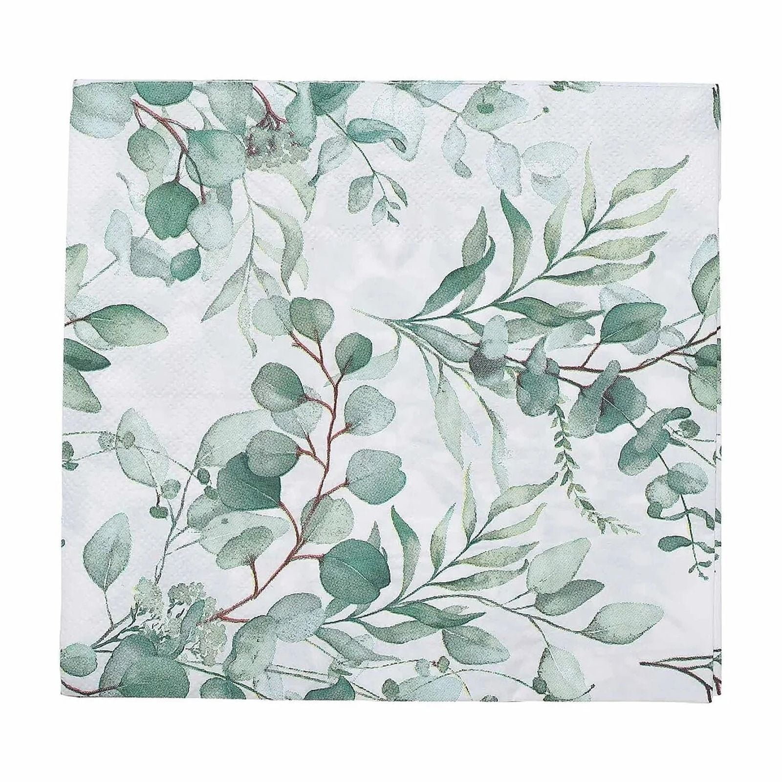 20 White Green Leaves Design 13" X 13" Dinner Paper Napkins Party ...
