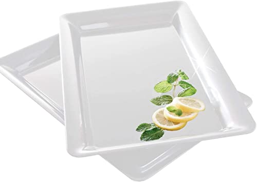 20 White Plastic Trays Heavy Duty Plastic Serving Tray 12" x 18" Large ...