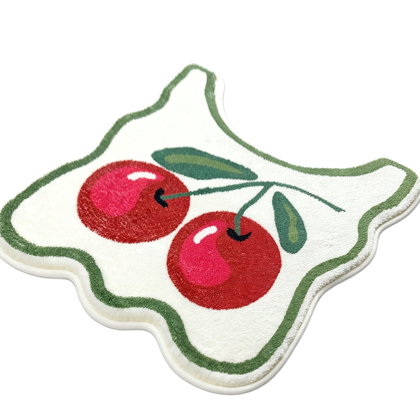 20 X 22 Inch Cherry Pattern Bathroom Mat, Soft Absorbent Plush Floor ...