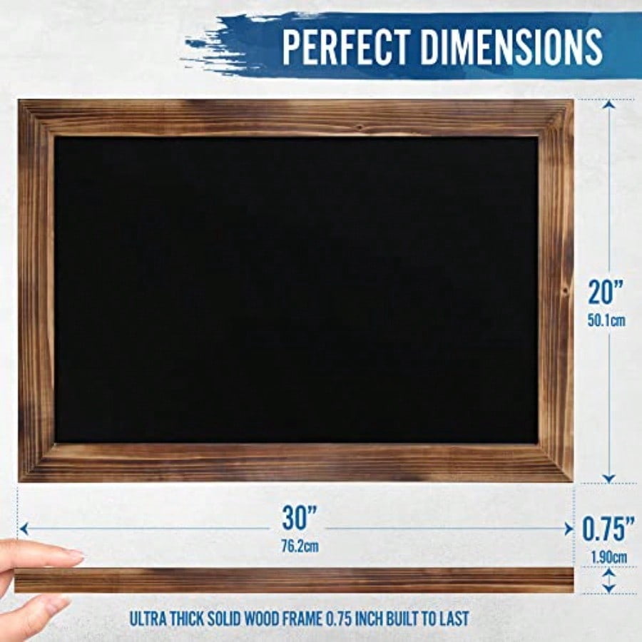 20 X 30 Torched Brown Solid Wood Frame Wall Chalkboard Magnetic Surface ...