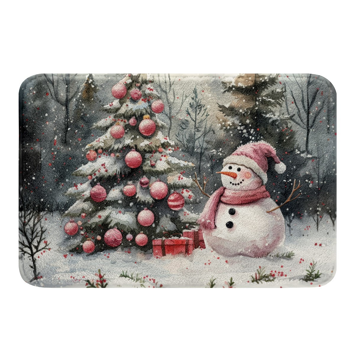 20"X 32" Merry Christmas Bathroom Rugs Kids Cute Snowman Bath Mat ...
