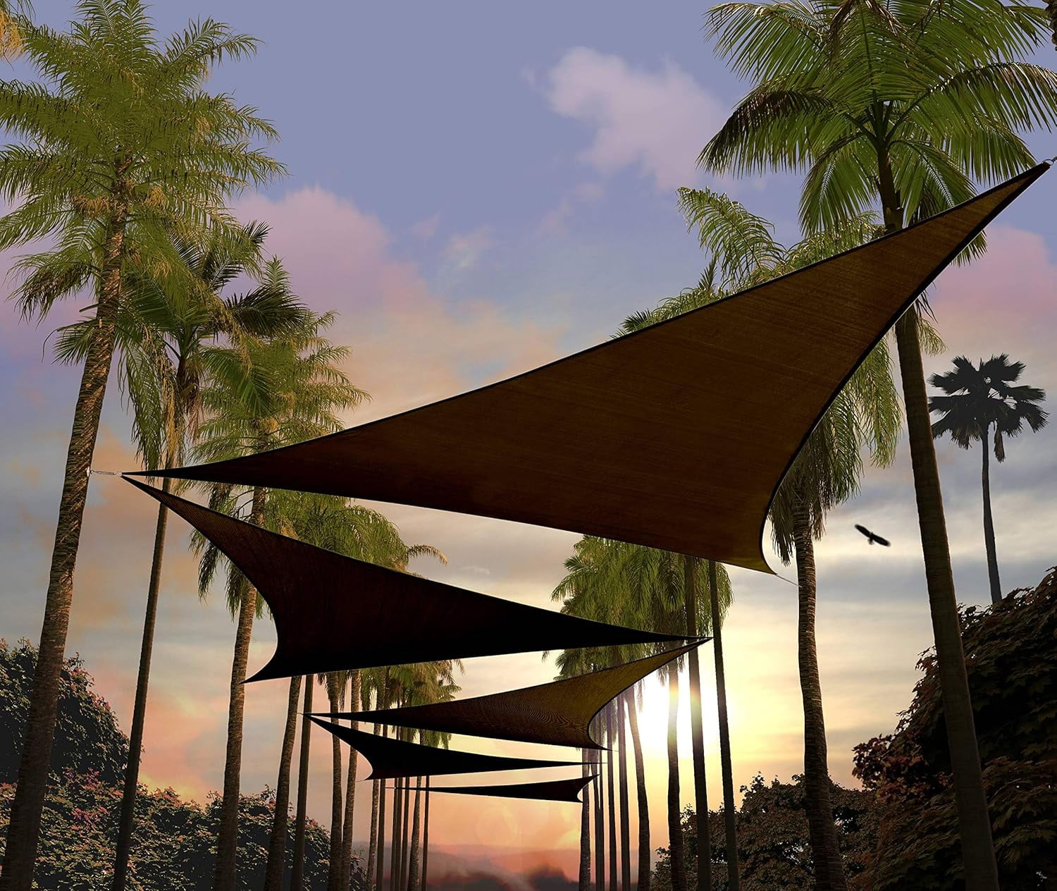 20' X 20' X 20' Brown Triangle Sun Shade Sail UPF50+ Canopy Awning ...