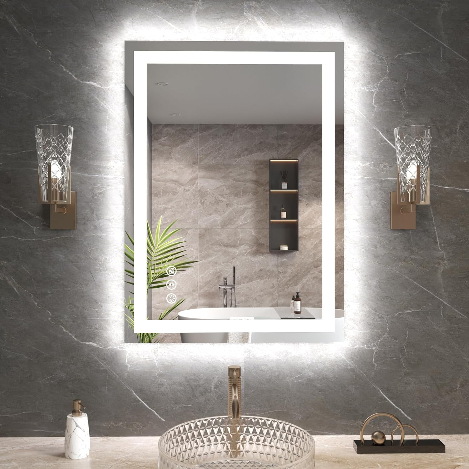 20"X28" LED Bathroom Mirror with Front Lights and Backlit, Anti-Fog ...