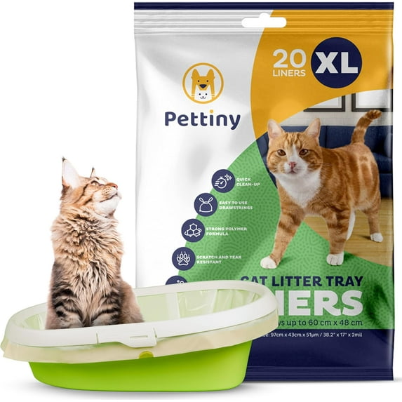 20 XL Cat Litter Box Liners with Drawstrings - Scratch Resistant Cat ...