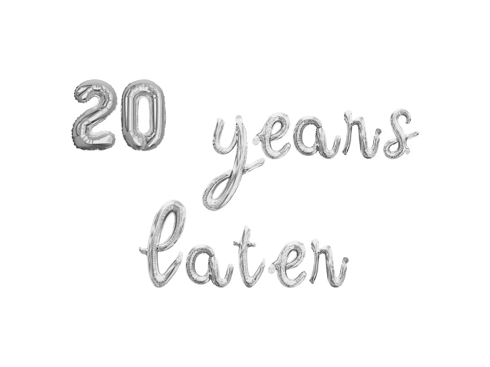 20 YEARS LATER Cursive Letter Balloon Banner - 20th Anniversary Party ...
