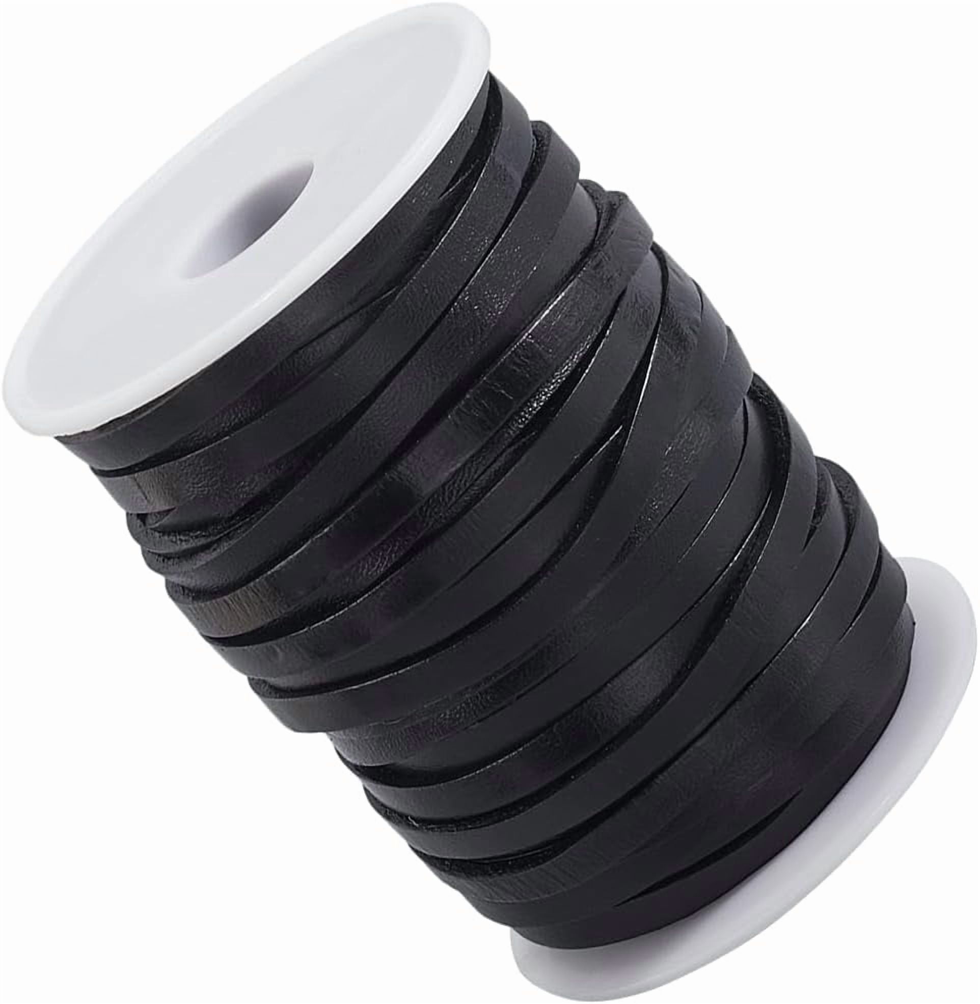 20 Yard Genuine Leather Flat Cord String for Jewelry Making 5MM Black ...