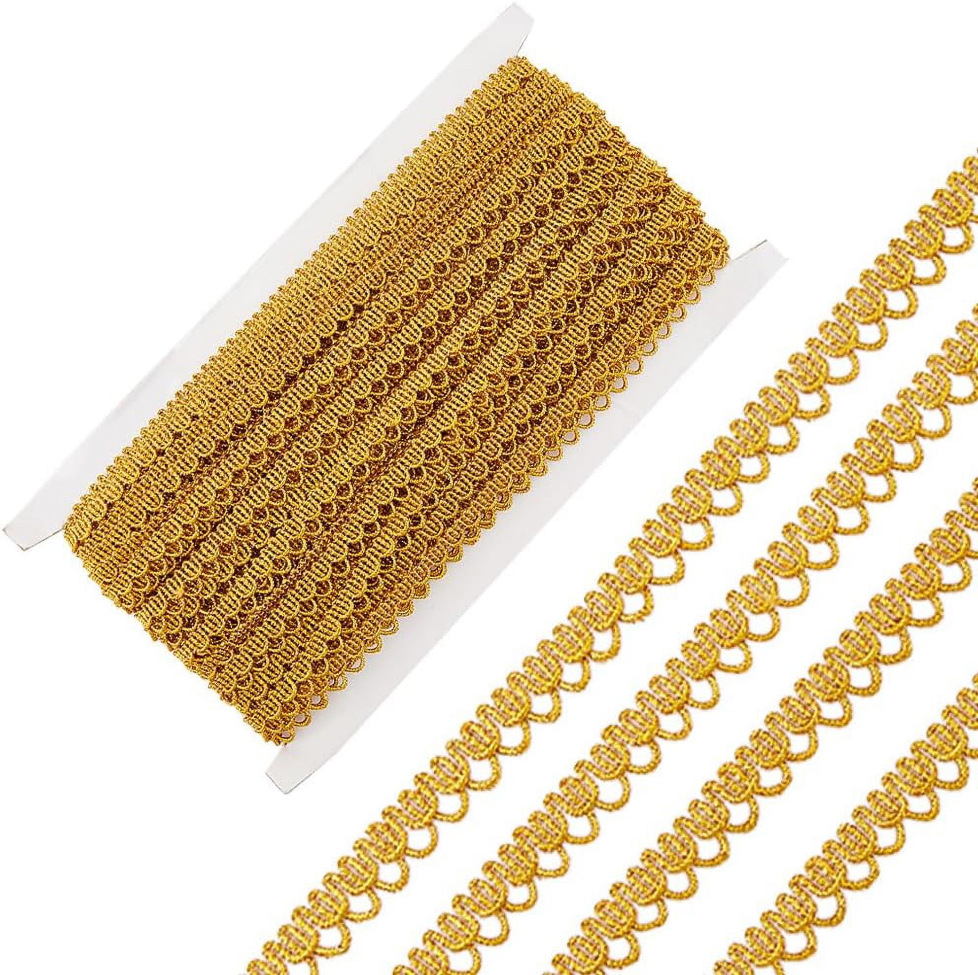 20 Yards 0.39 Inch Metallic Braid Trim Gold Floral Lace Ribbon ...