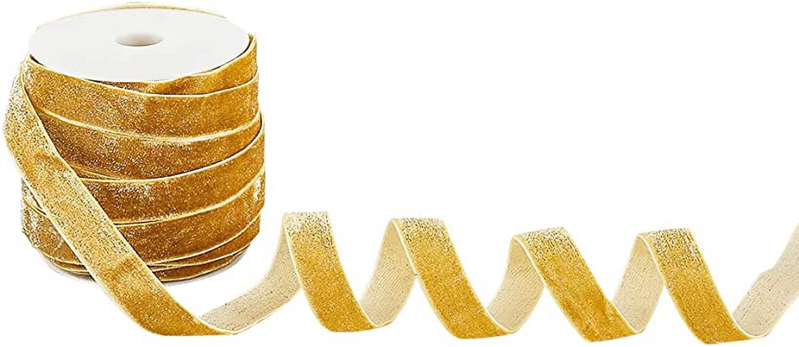 20 Yards 0.6inch Single Side Velvet Ribbon Glitter Satin Ribbon Roll ...