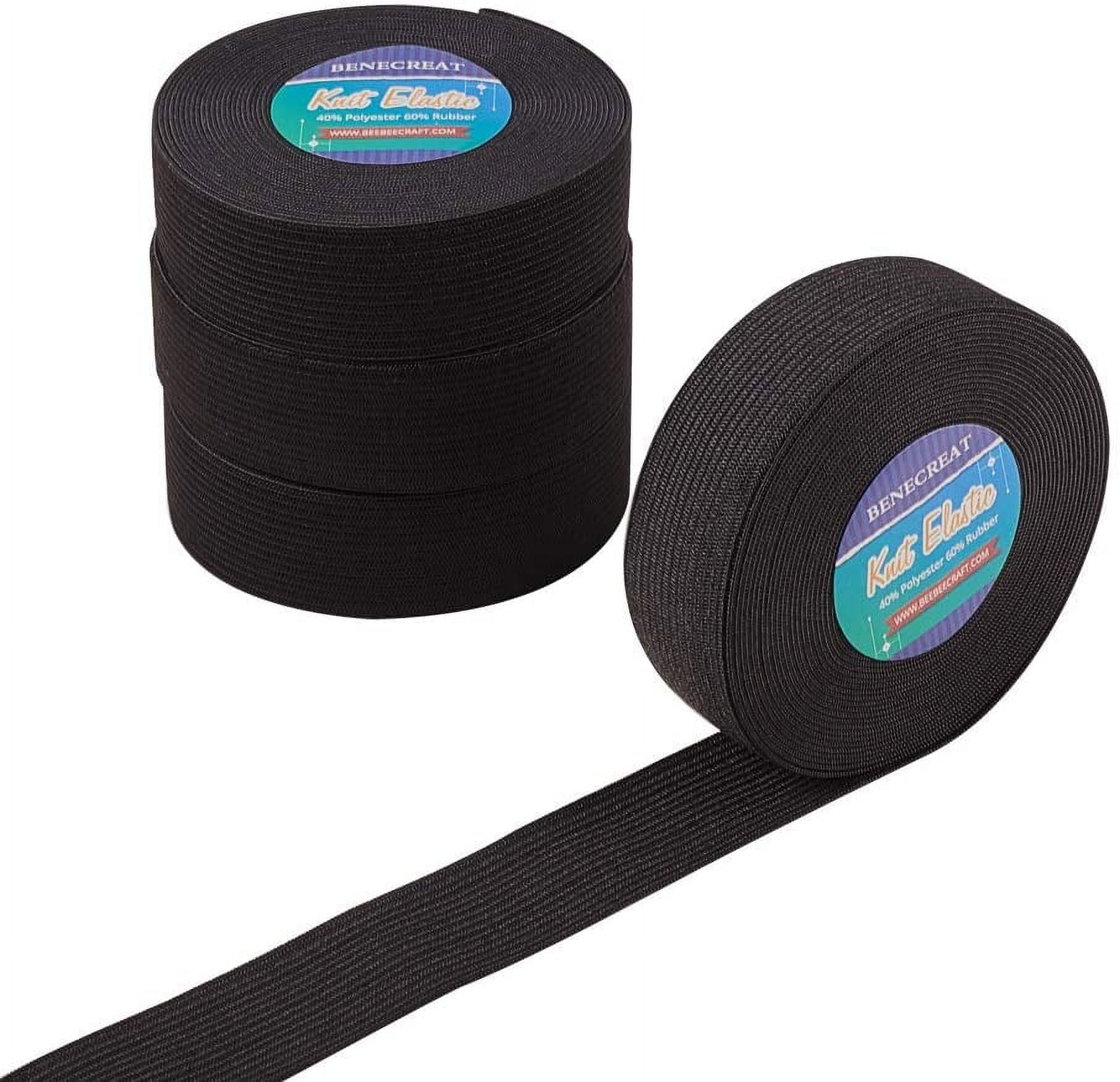 20 Yards 1-Inch Wide Elastic Band Black Heavy Stretch High Elasticity ...