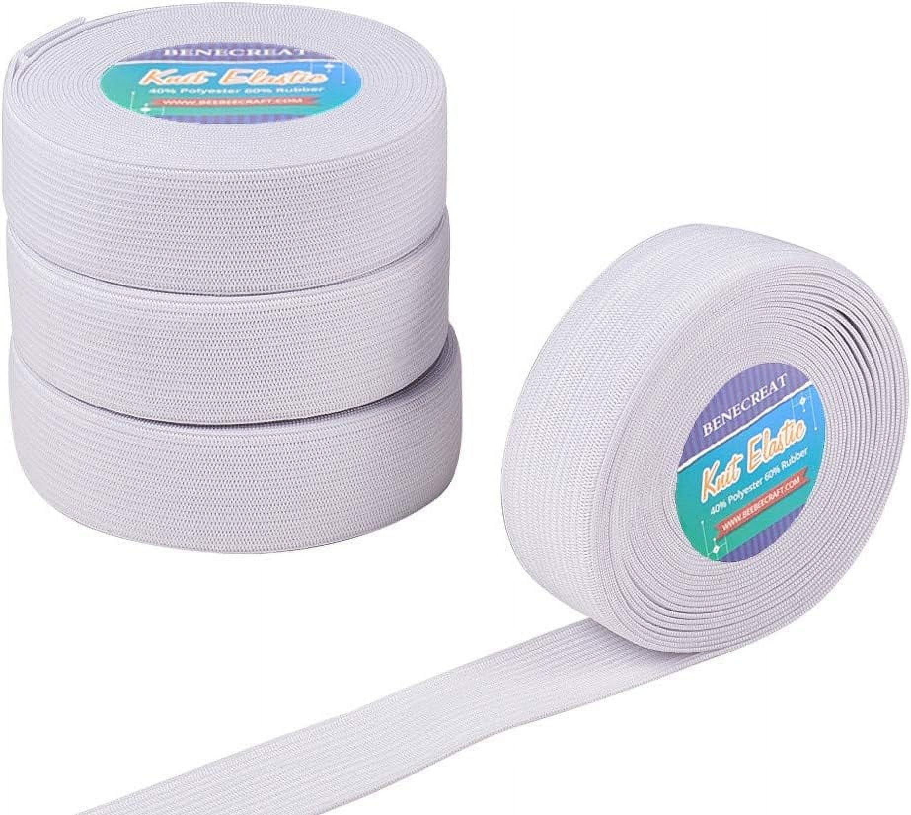 20 Yards 1-Inch Wide Elastic Band White Heavy Stretch High Elasticity ...