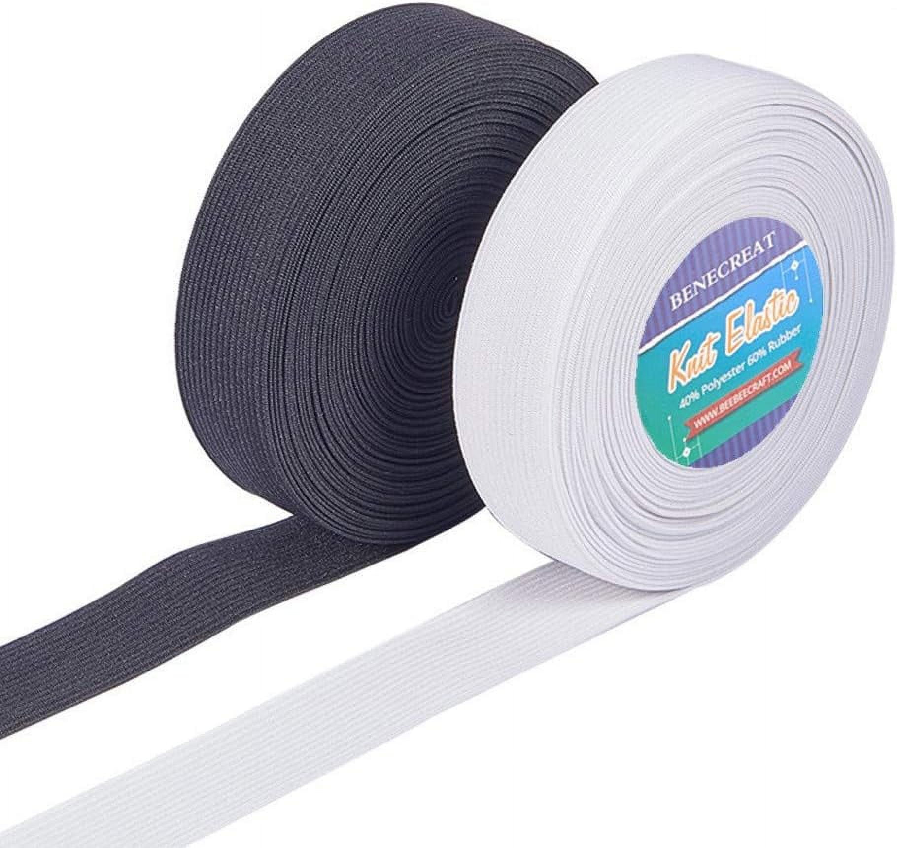 20 Yards 1-Inch Wide White & Black Heavy Stretch High Elasticity Knit ...