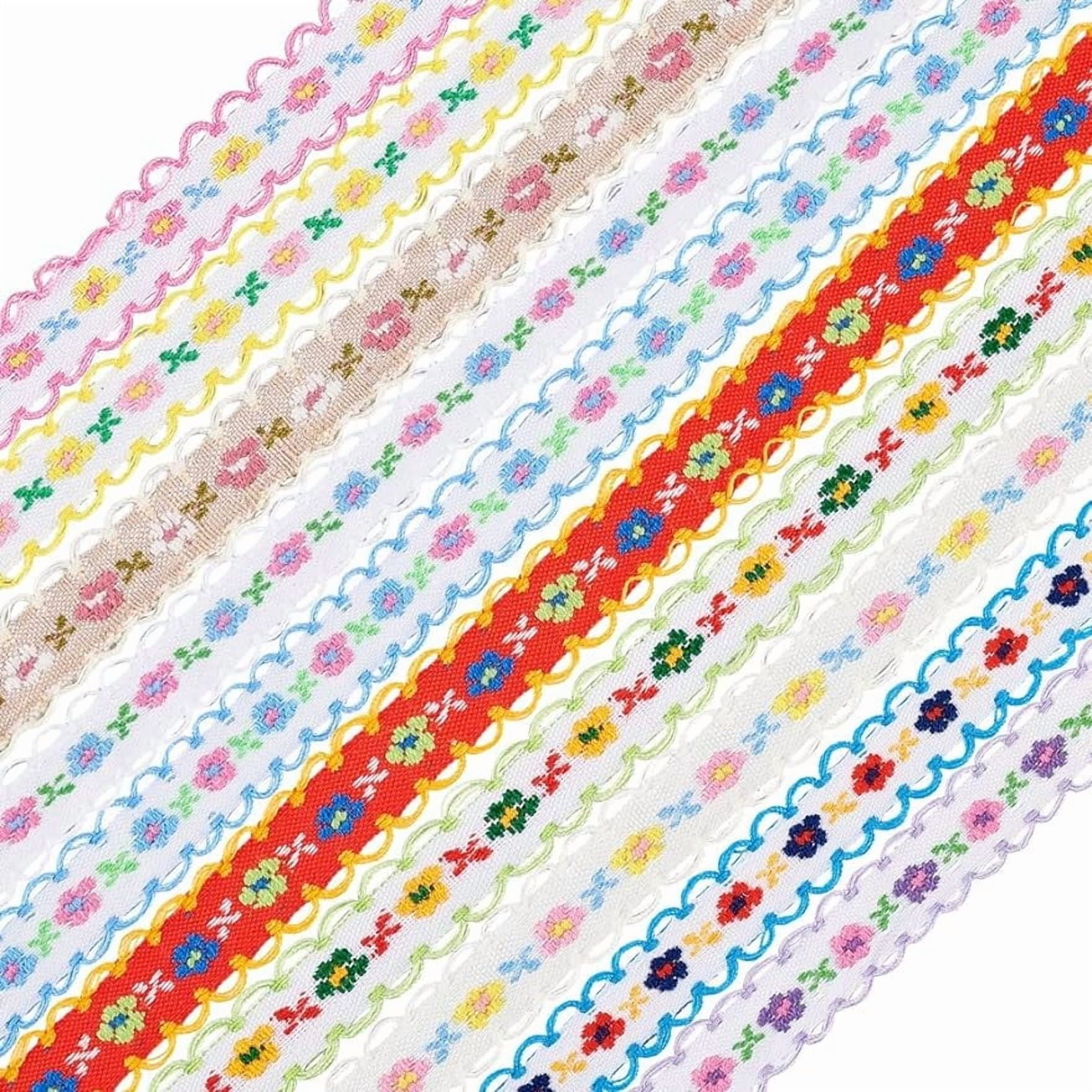20 Yards 10 Colors Jacquard Ribbon Trim 1/2" Embroidery Flower Trim ...