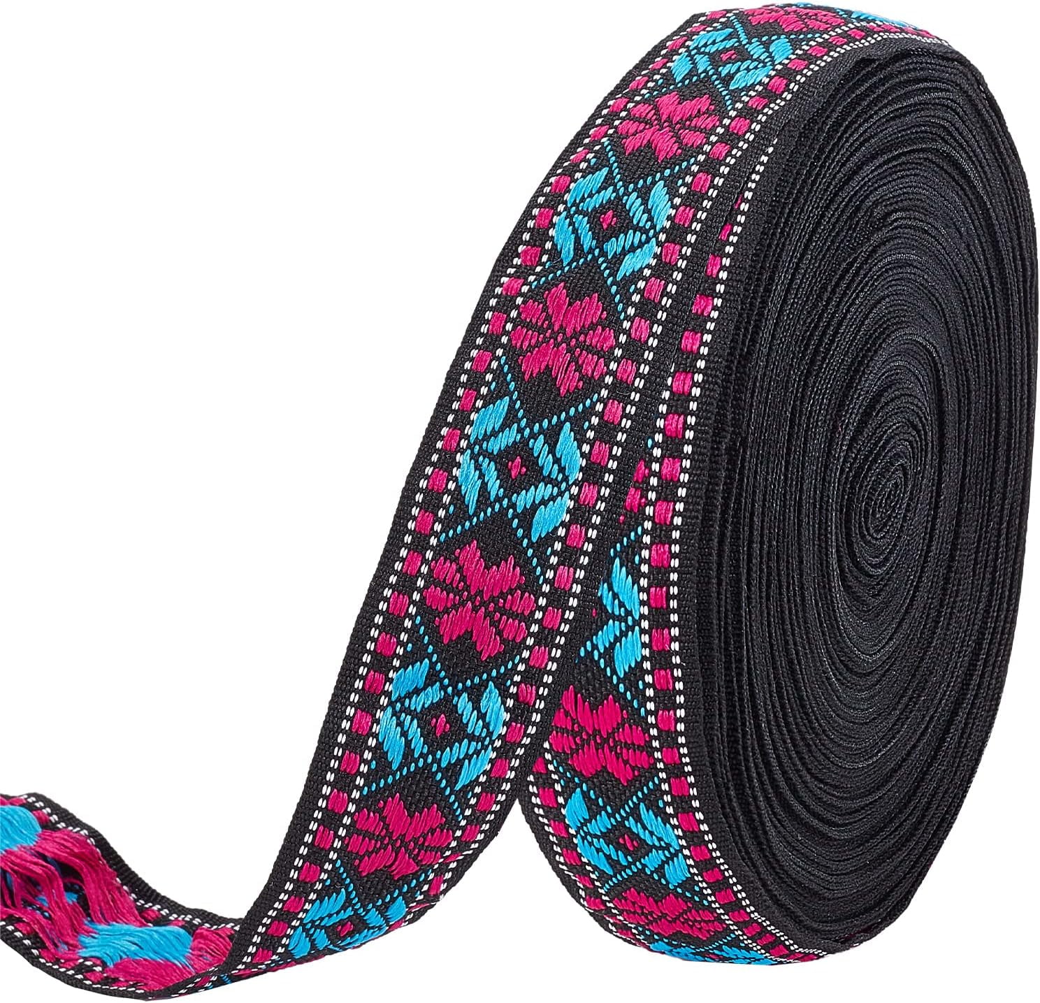 20 Yards/18.3m Purple Blue Vintage Jacquard Ribbon 30mm Rhombus Flower ...