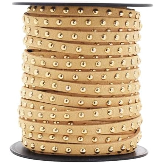 20 Yards Beige Studded Faux Suede Cords Leather Trims - Flat Vegan ...