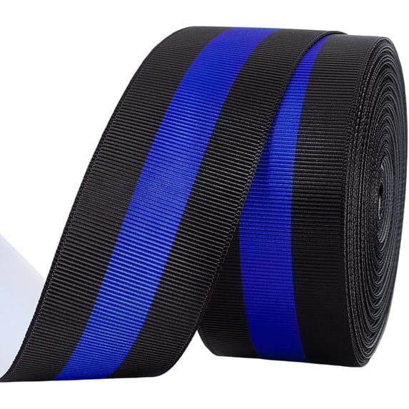 20 Yards Black Blue Grosgrain Ribbon Striped Fabric Ribbon 1-1/2 inch ...