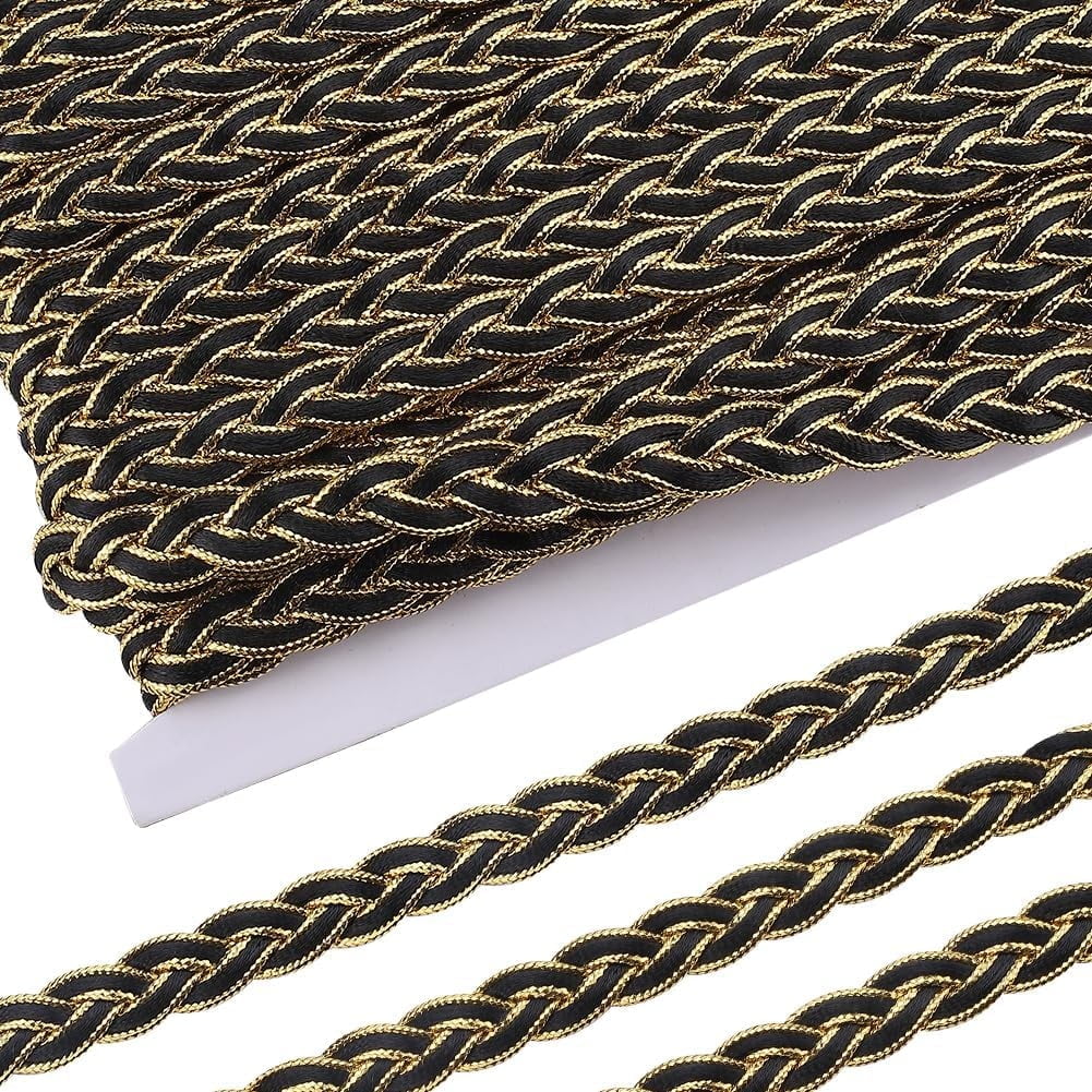 20 Yards Braid Trim 1.2cm Wide Gold Line Twist Woven Webbing Lace Chain ...
