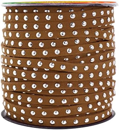 20 Yards Brown Studded Faux Suede Cords Leather Trims - Flat Vegan ...