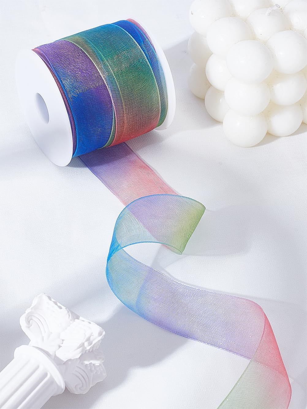 20 Yards Colorful Polyester Organza Ribbons Sheer Chiffon Webbing ...