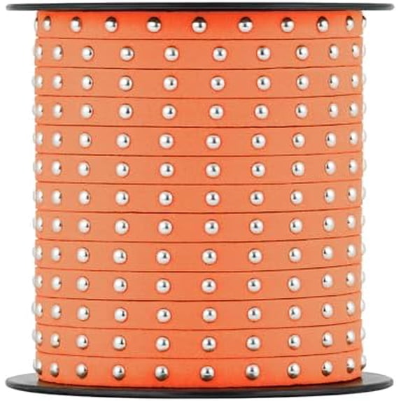 20 Yards Coral Studded Faux Suede Cords Leather Trims - Flat Vegan ...