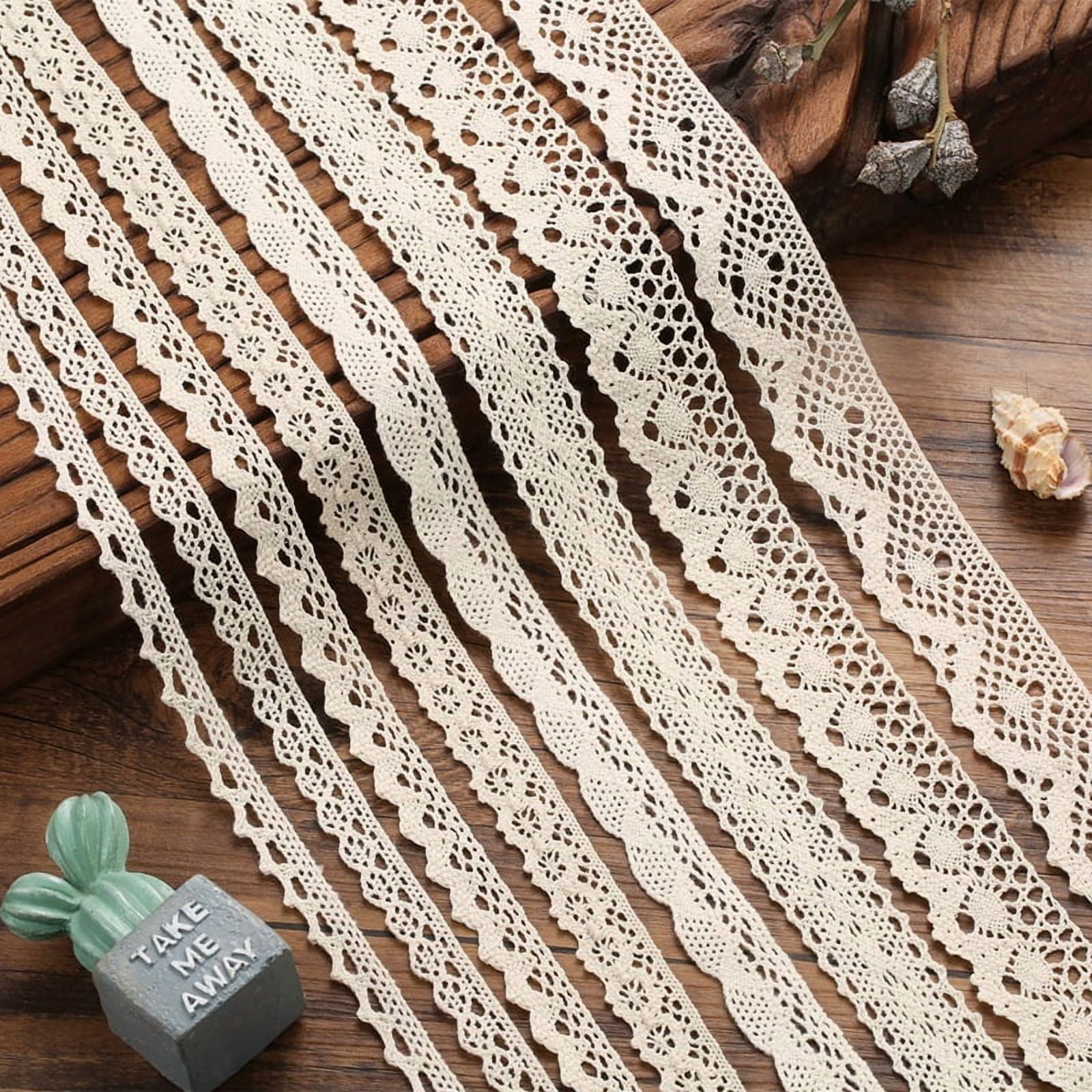 20 Yards Cotton Ribbon Vintage Lace Trims Bridal Wedding Scalloped Edge ...