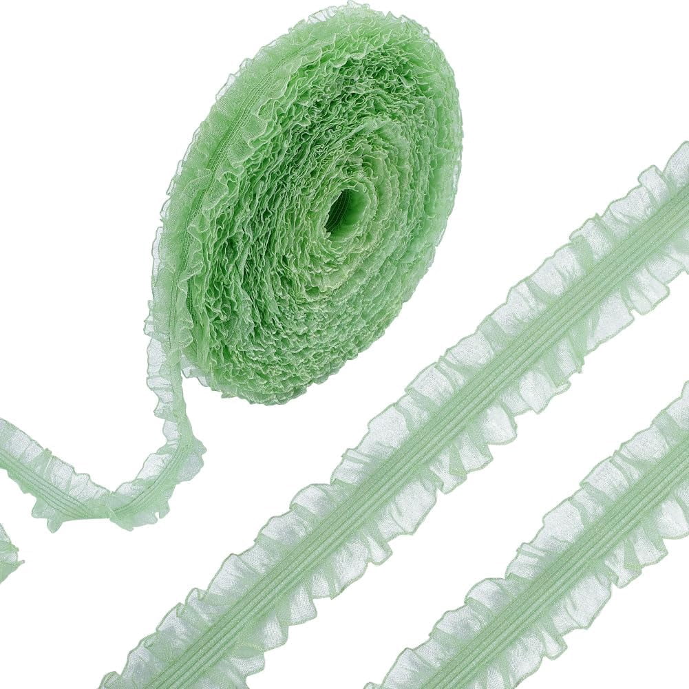20 Yards Double Ruffle Elastic Lace Trim 1.2" Wide Ruffled Pleated ...