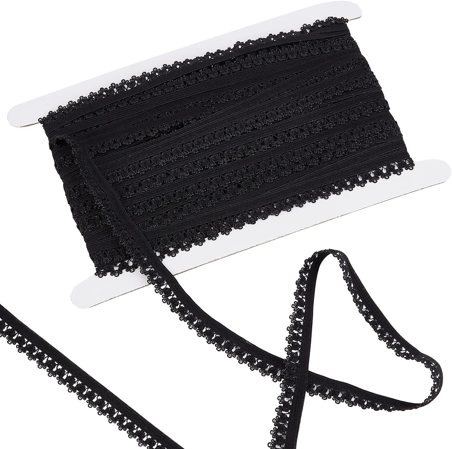 20 Yards Elastic Lace Trim 13mm Wide Black Stretch Edge Lingerie Edging ...