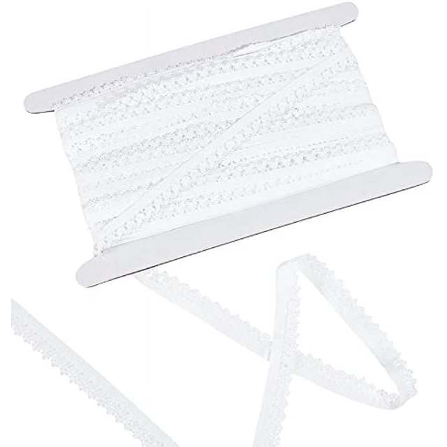 20 Yards Elastic Lace Trim 13mm Wide White Stretch Edge Lingerie Edging ...