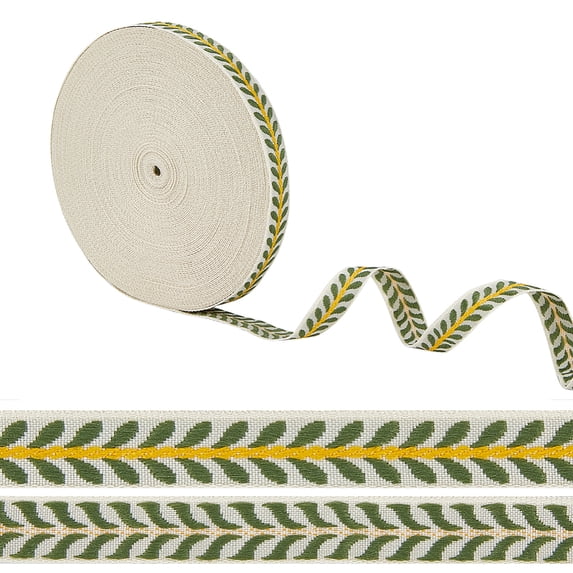 20 Yards Ethnic Style Embroidery Polyester Leaf Ribbons Jacquard Ribbon ...