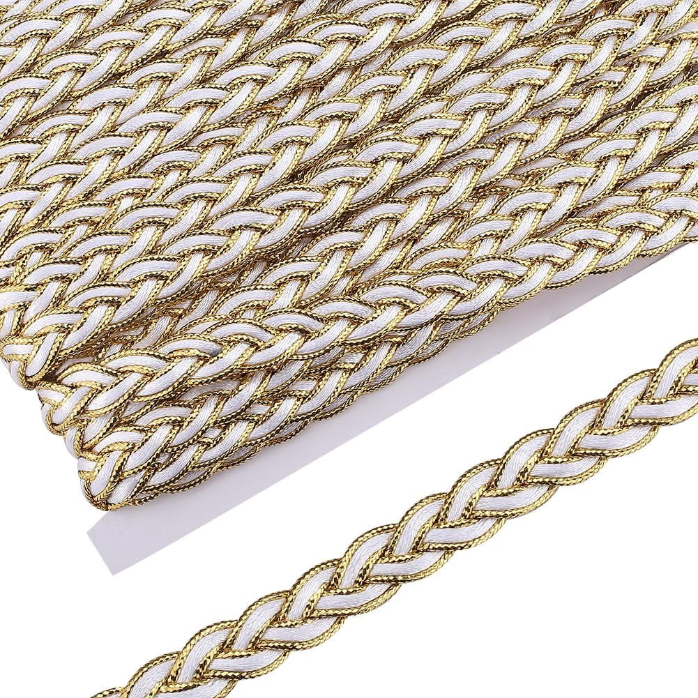 20 Yards Gold Braid Trim 1.2cm Wide Twist Braided Woven Webbing Lace ...