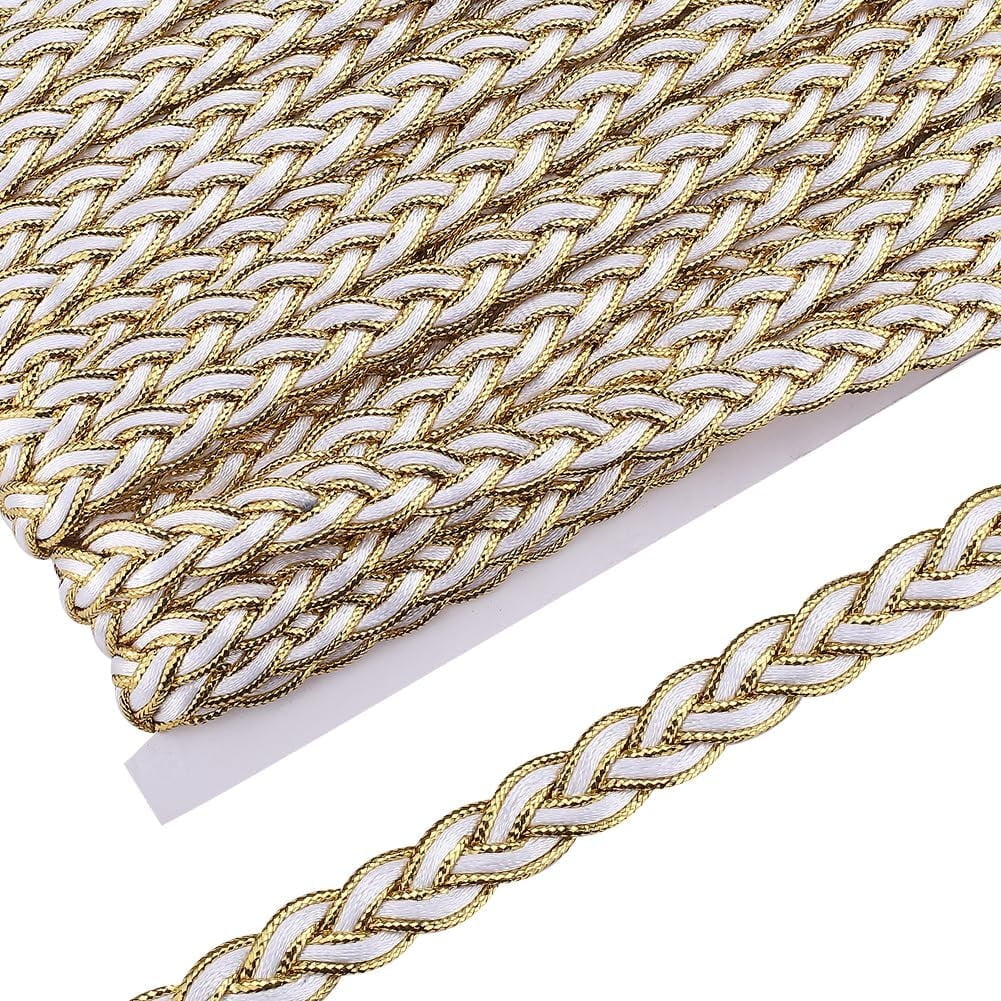 20 Yards Gold Braid Trim 1.2cm Wide Twist Braided Woven Webbing Lace ...