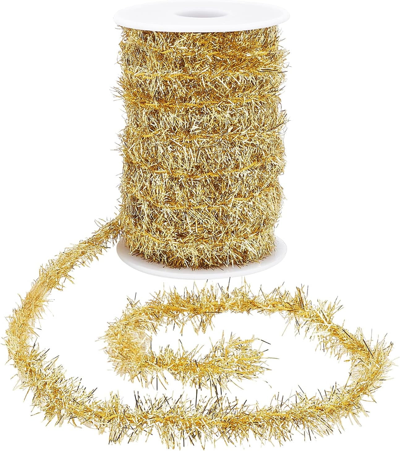 20 Yards Gold Tinsel Garland Party Garland Thin Glitter Tinsel Metallic ...