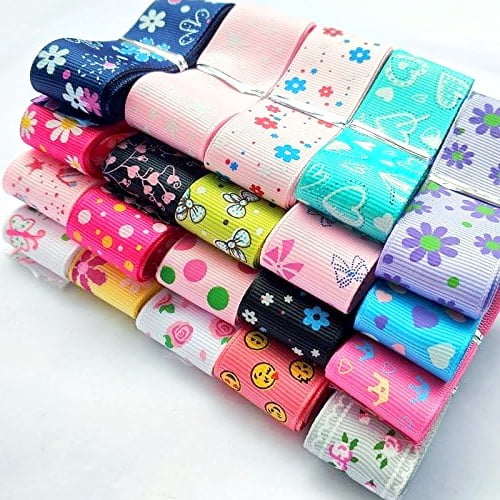 20 Yards Grosgrain Ribbon Mix Colors 25mm for Cake Love Heart ...
