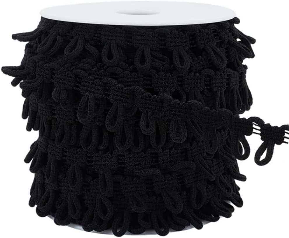 20 Yards Lace Button Loop Black Polyester Elastic Buttonhole Cord ...