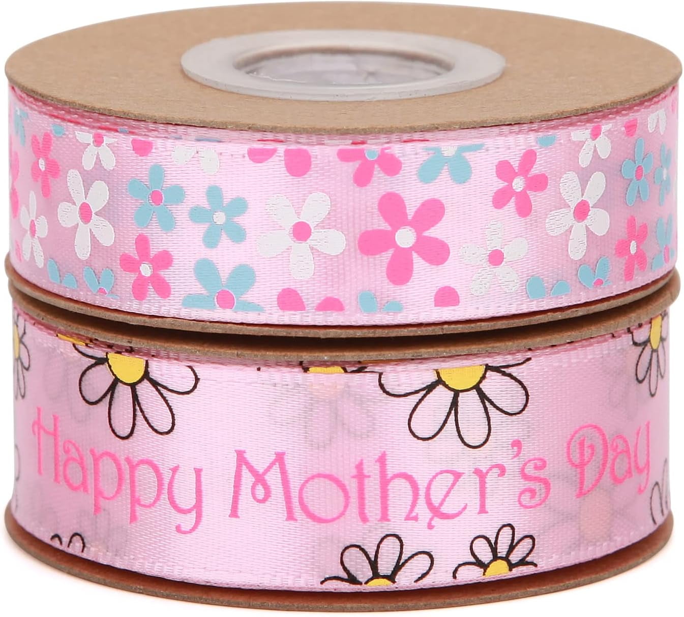20 Yards Mom Ribbon Happy Mother's Day Daisy Floral Grosgarin Pink ...