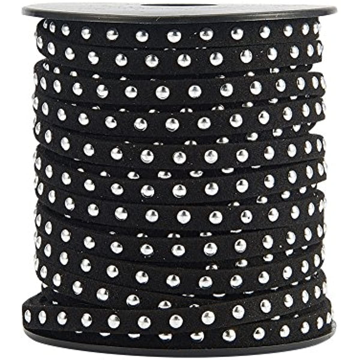 20 Yards/Roll 5mm Wide Silver Aluminum Studded Faux Suede Leather Cords ...