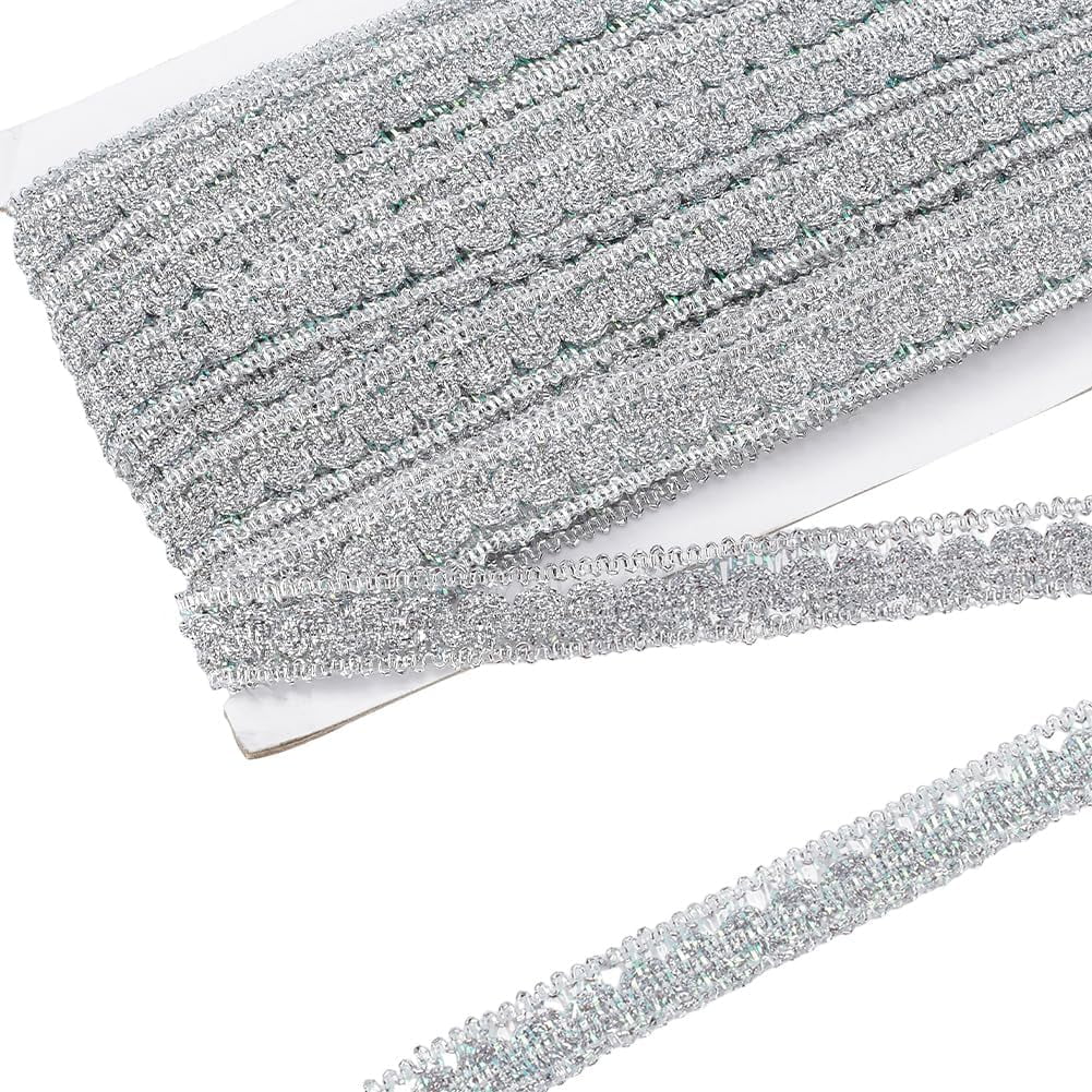 20 Yards Silver Metallic Braid Trim 3/4 inch Wide S Wave Pattern ...