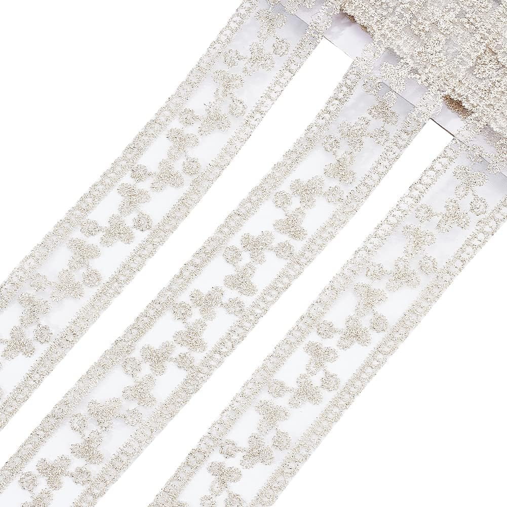 20 Yards Vintage Lace Trim Ribbon 1-1/2 Inch Wide Ivory White Floral ...