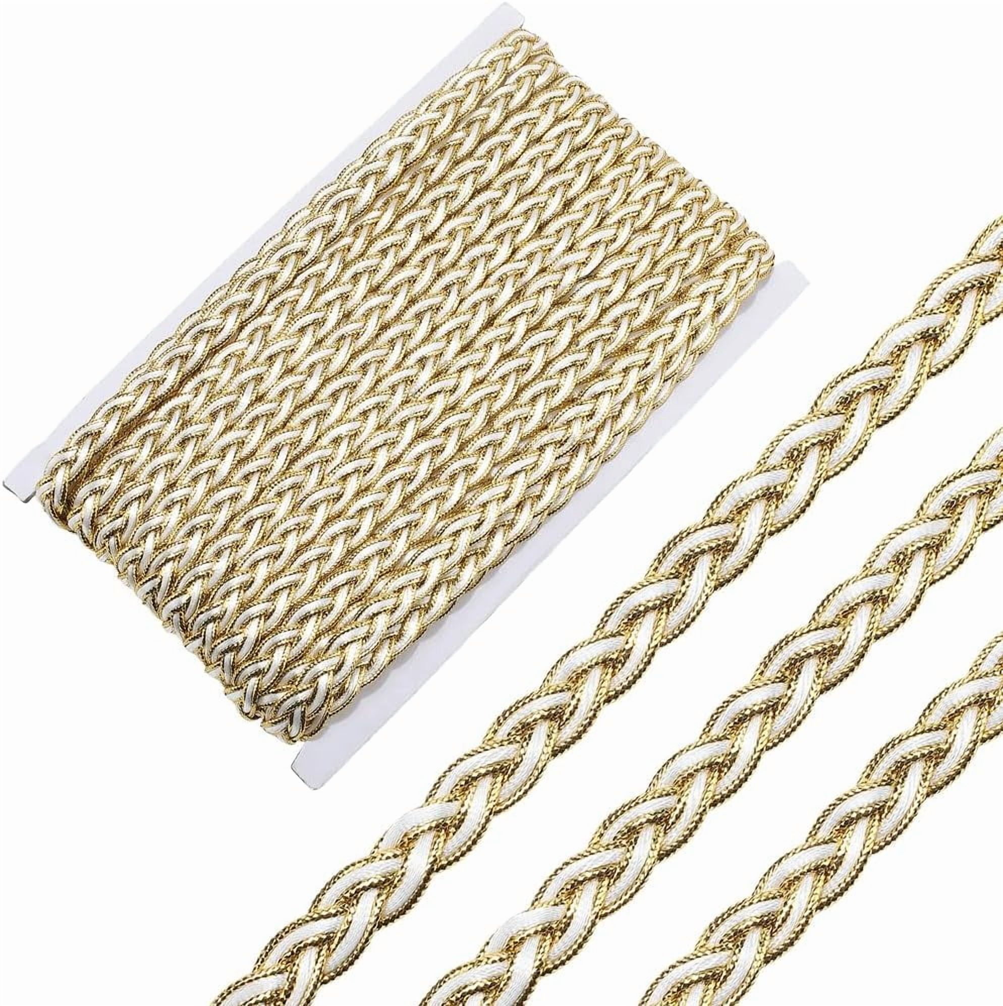 20 Yards White Gimp Braid Trim Gold Metallic Glitter Woven Lace ...
