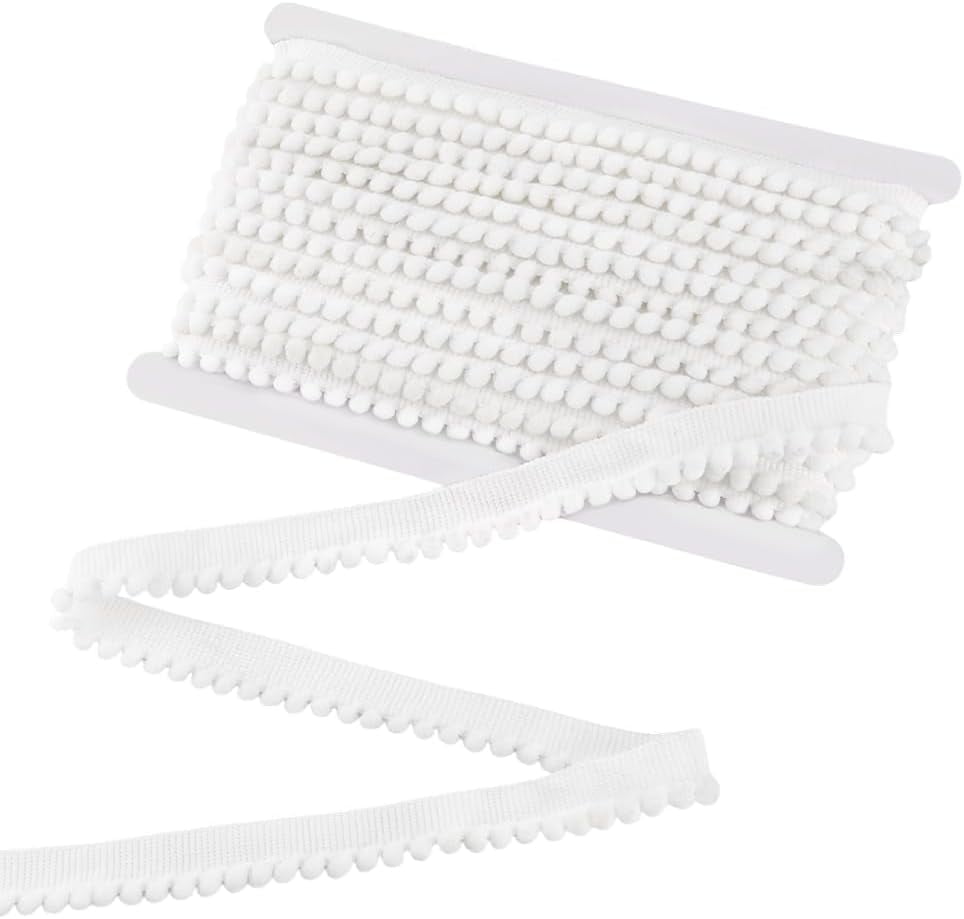 20 Yards White Trim Ball Fringe 3/4 inch Wide Sewing Lace Ribbon Ball ...