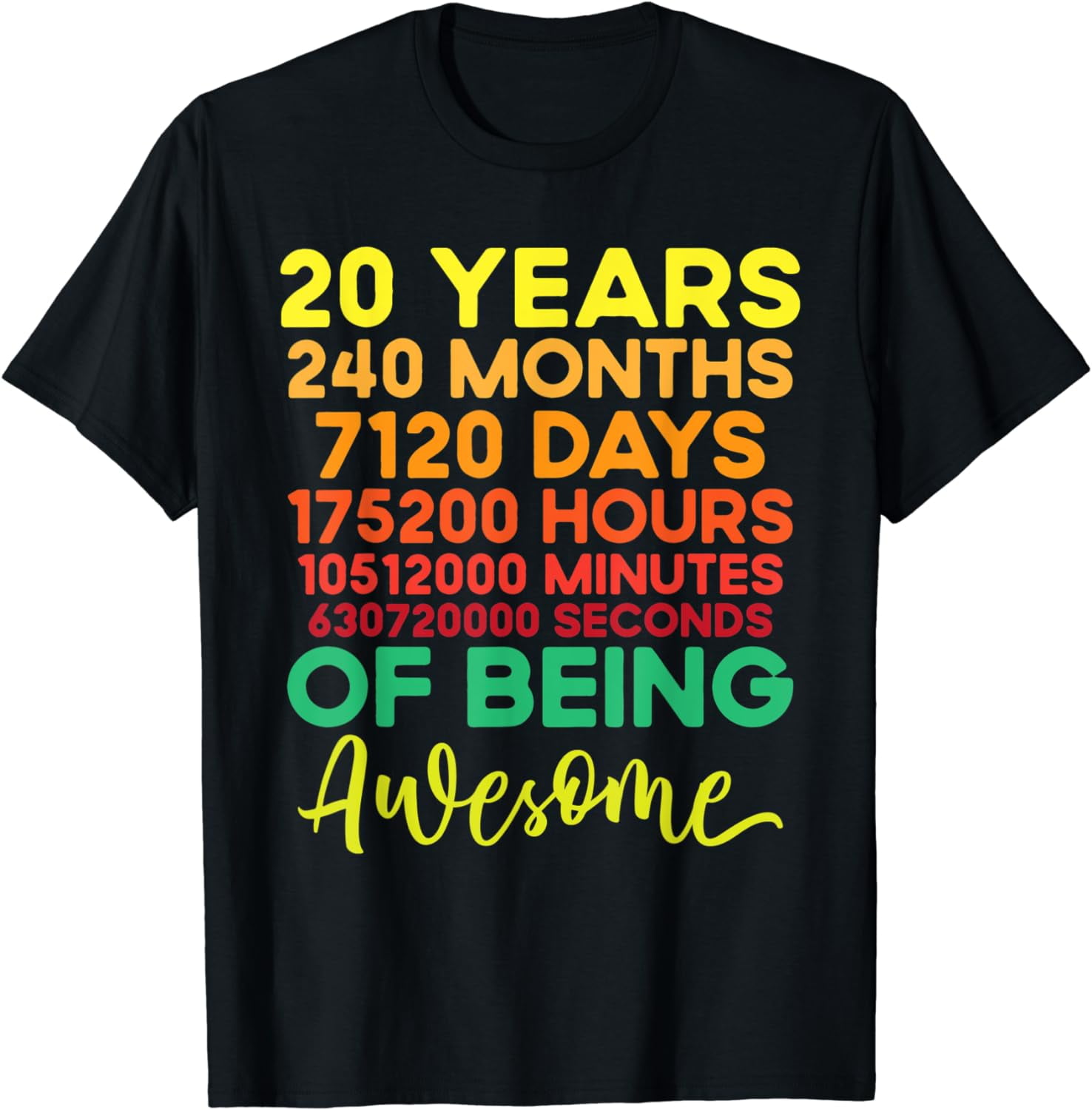 20 Years 20th Birthday Shirt Vintage Retro Countdown T-Shirt - Walmart.com