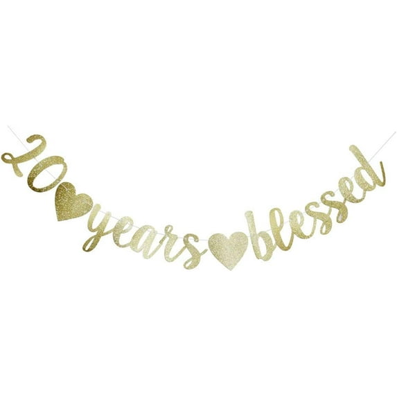 20 Years Blessed Banner, Funny Gold Glitter Sign for 20th Birthday ...