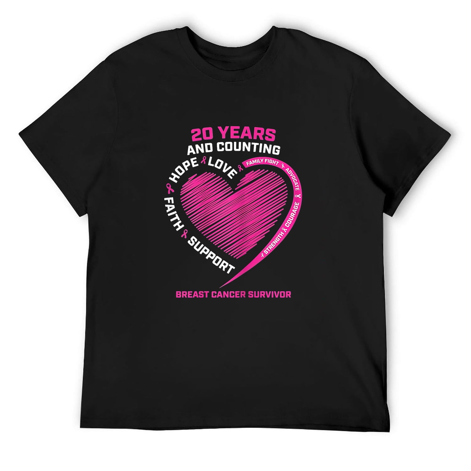 20 Years Cancer Free Gifts Men Pink Breast Cancer Survivor T-Shirt ...