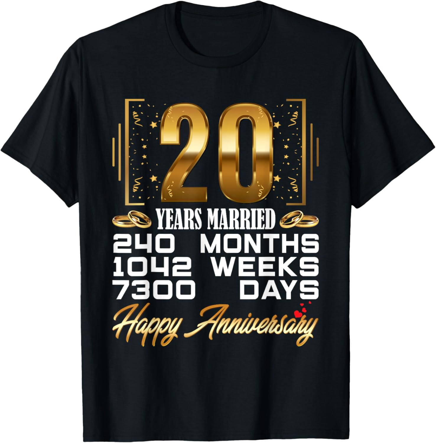 20 Years Married - Funny 20th Wedding Anniversary T-ShirtMen's and ...