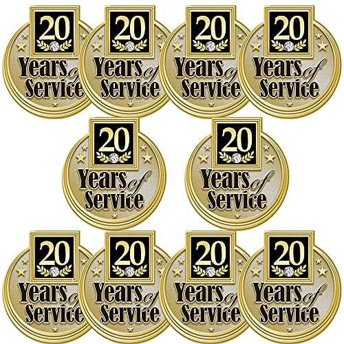 20 Years Recognition Pin, 20 Years Of Service Pins, Sold In Packs Of 10 ...