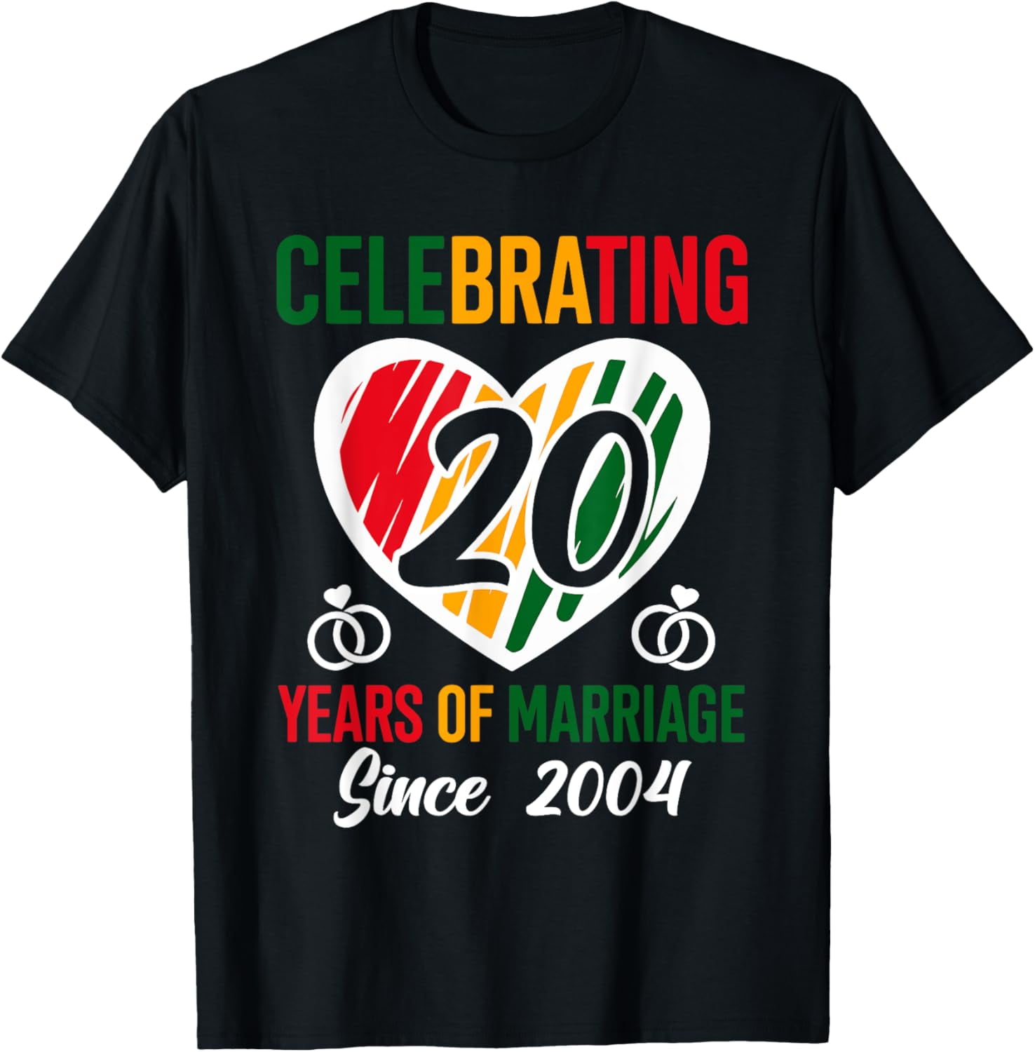 20 Years of Marriage Married Couple 20th Wedding Anniversary T-Shirt ...