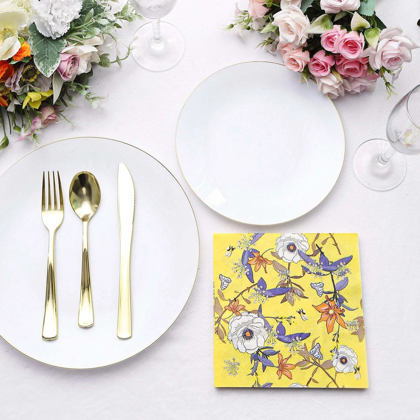 20 Yellow 13X13 In Cocktail Paper Napkins Floral Design Party Events ...