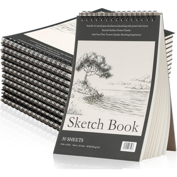 20 count 5.5'' .5'' Spiral Bound Sketch Book 30 Sheet Each(68lb/100gsm ...