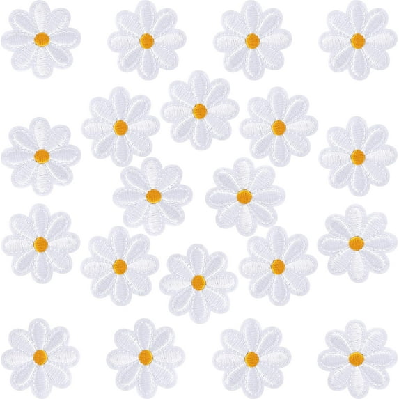 20 count Flower Iron on Patches, Daisy Flower Applique Patch, Cute Sew ...